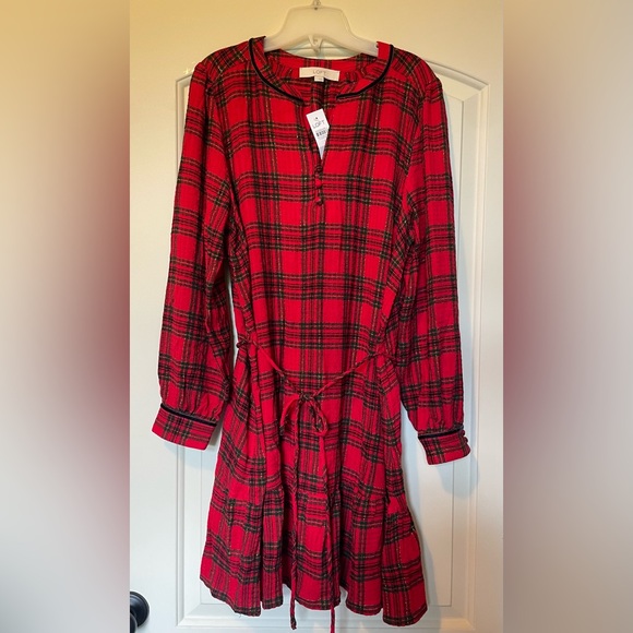 LOFT | Dresses | Nwt Loft Red Plaid Dress | Poshmark